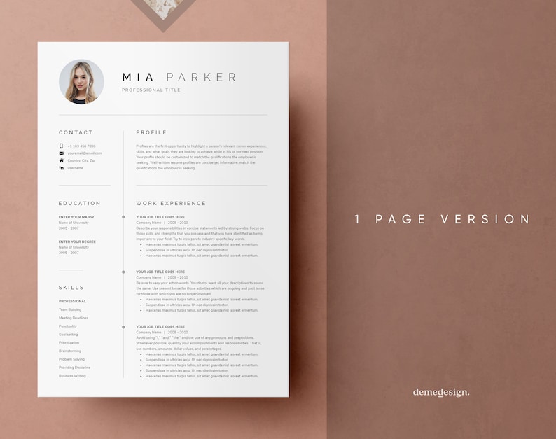 Clean Resume Template for Microsoft Word | CV Template + Cover Letter ...