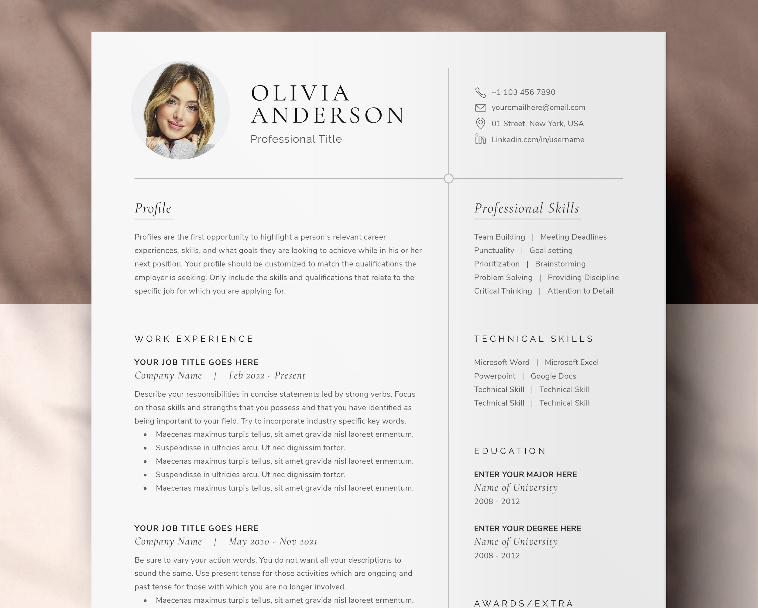 2023 Clean Resume Template With Photo for Microsoft Word & Pages mac ...