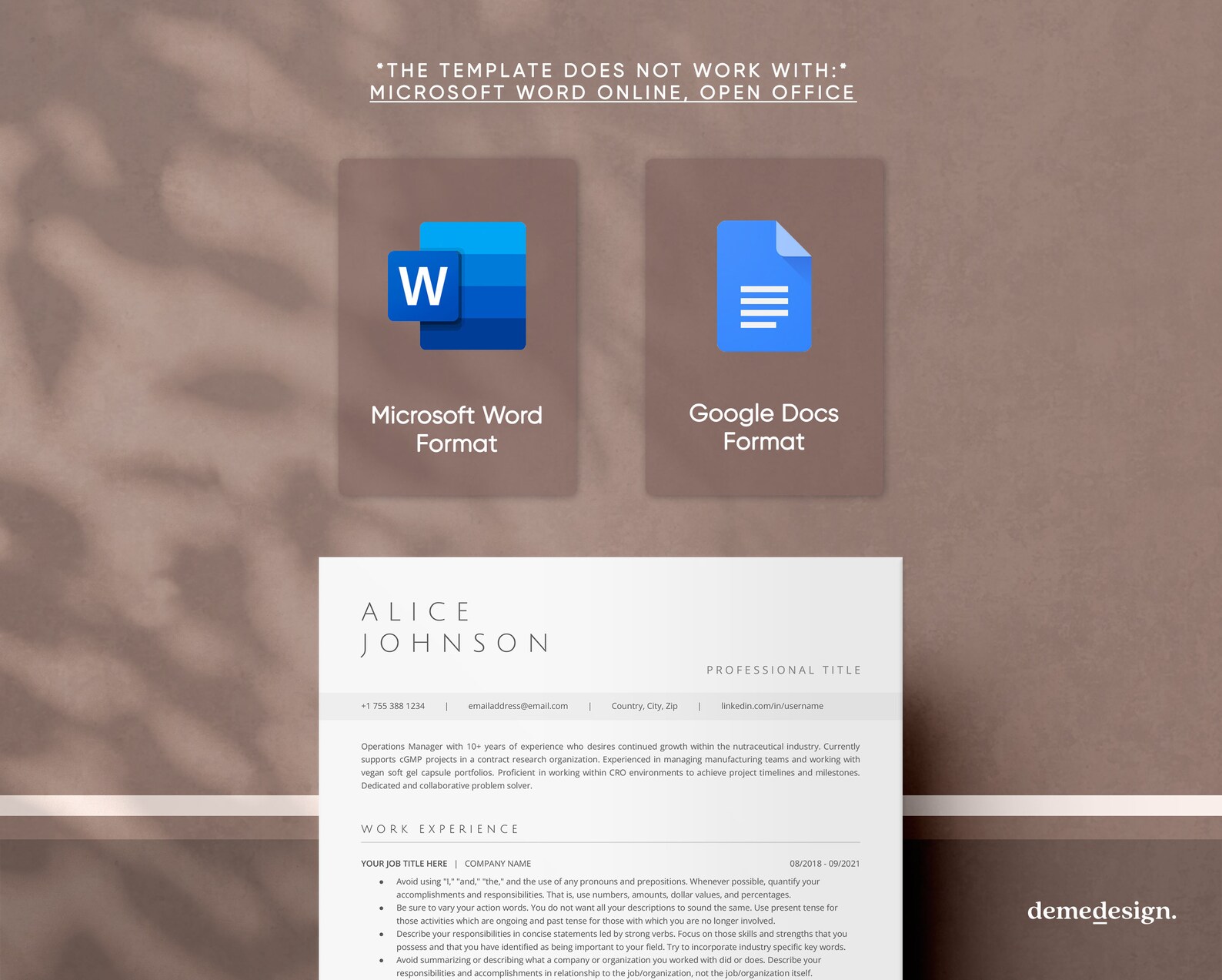 ATS Friendly Resume Template for Google Docs and Microsoft Word,cover ...