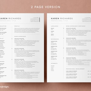 Modern, Clean Resume Template CV Template Cover Letter References for ...