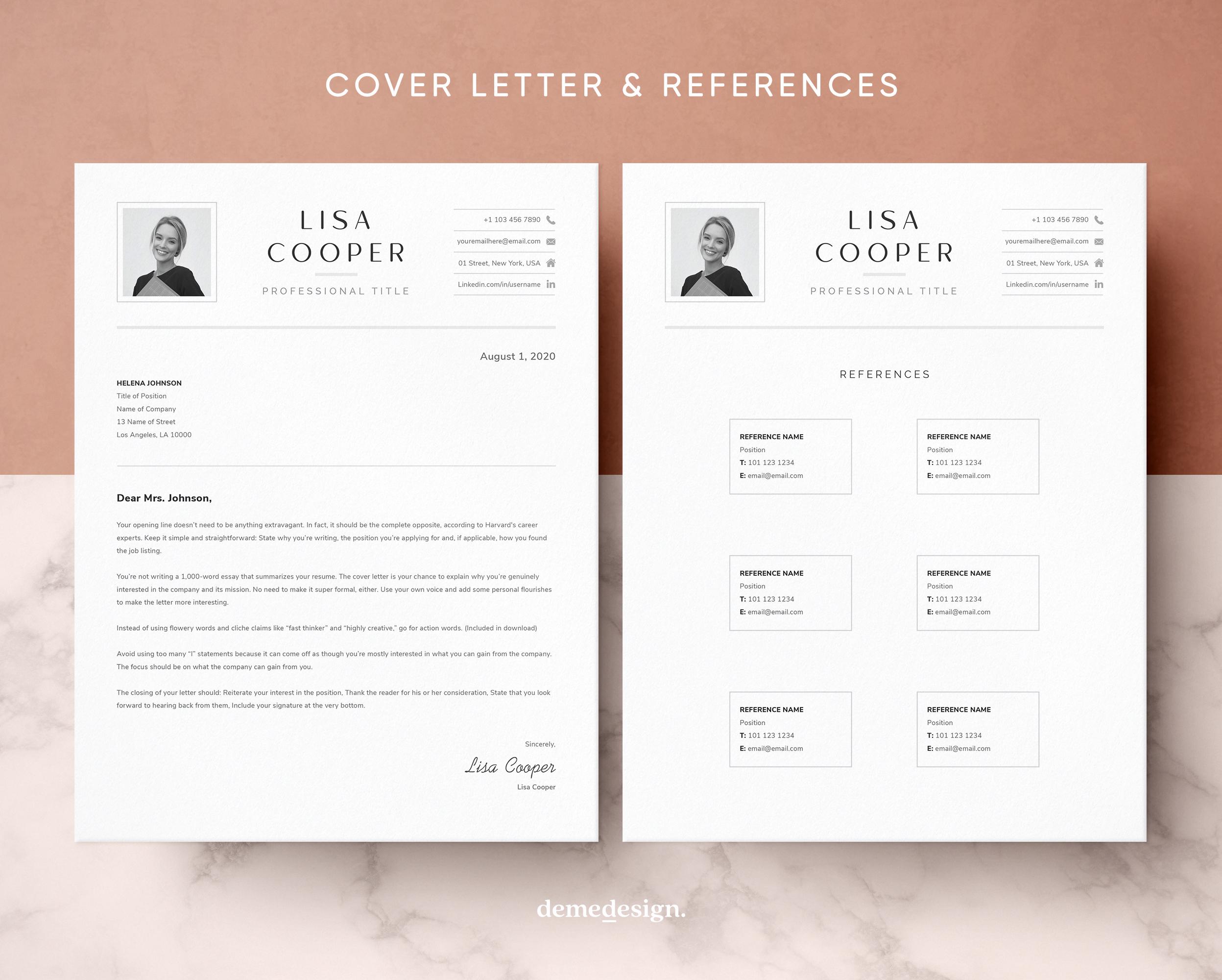 Professional Resume Template With Cover Letter (microsoft Word, Pages ...