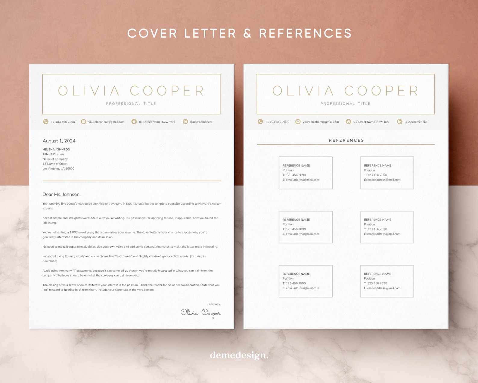 Modern Resume Template: Cover Letter & References (google Docs, MS Word ...