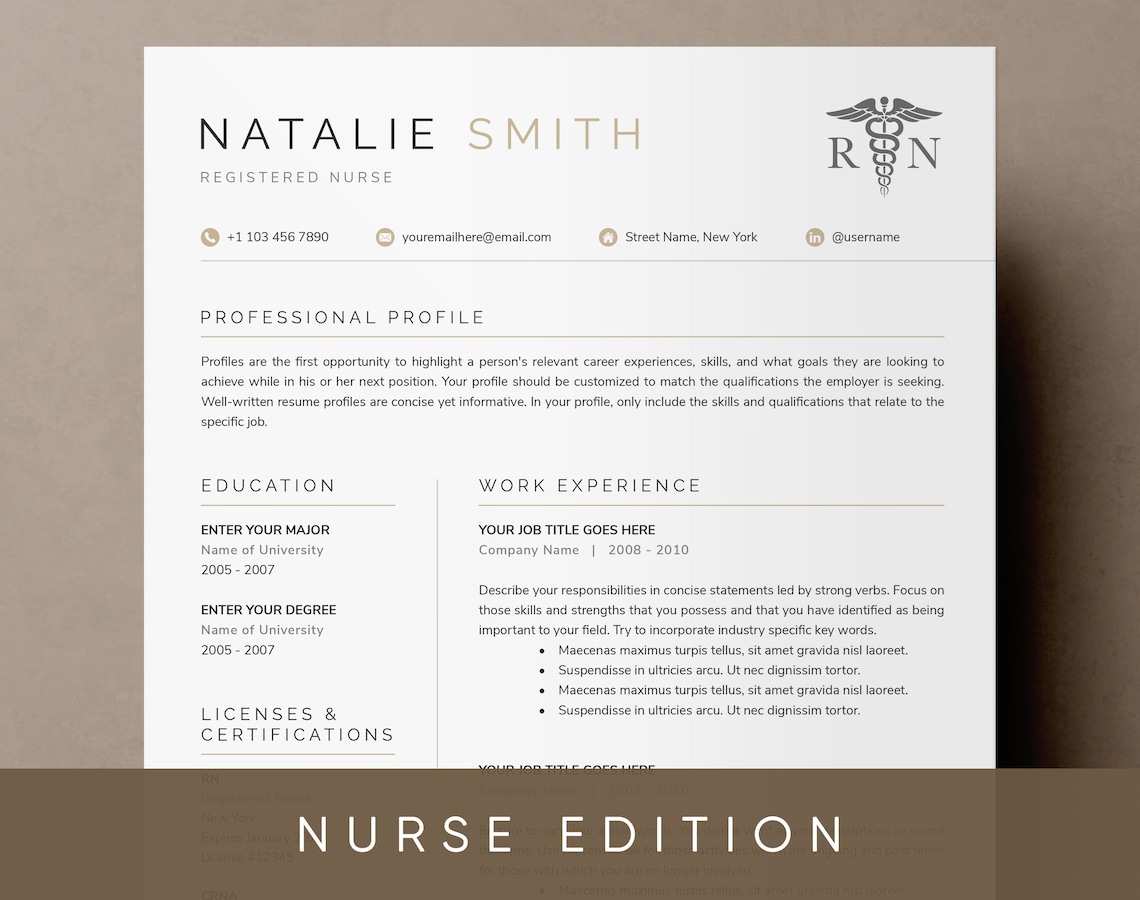 Resume Template Nurse Edition Resume Template Word Cover | Etsy