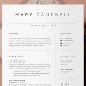 Clean Modern Resume Template Instant Download for Microsoft Word and ...