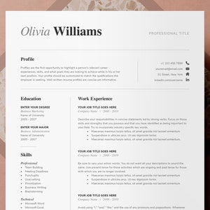 One Page Resume Template Word CV Template Cover Letter References for ...