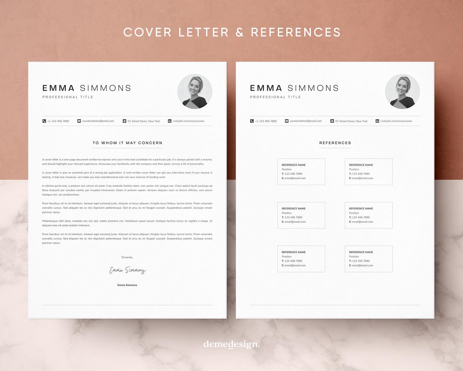 Compact Resume Template: Cover Letter & References (microsoft Word, Mac ...