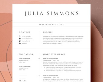 Clean Modern Resume Template 4 Page CV Template Cover - Etsy Australia