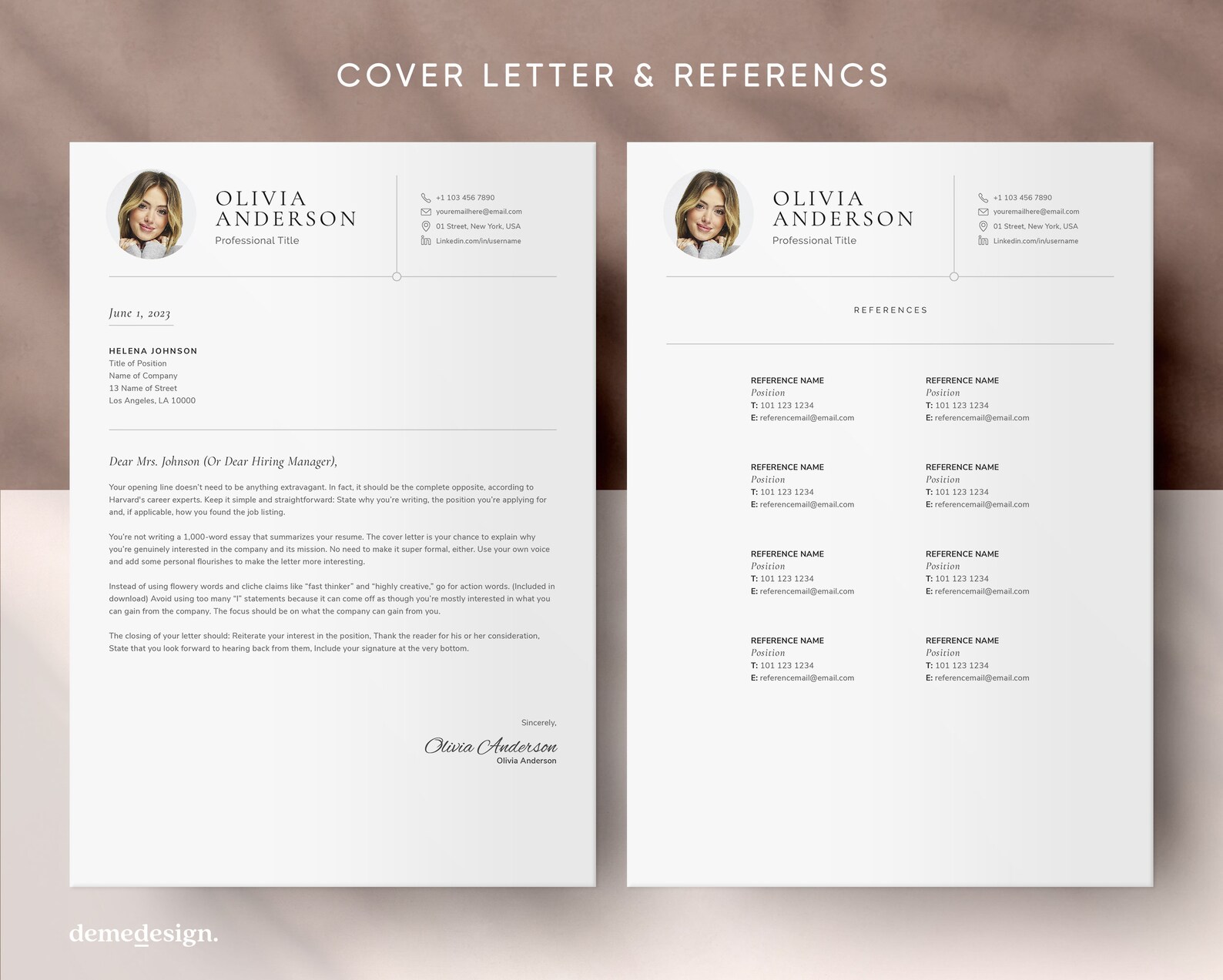 2023 Clean Resume Template With Photo for Microsoft Word & Pages mac ...