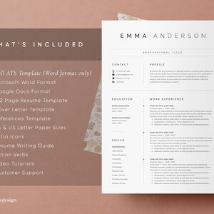 Clean Modern Resume Template 4 Page CV Template Cover Letter References ...