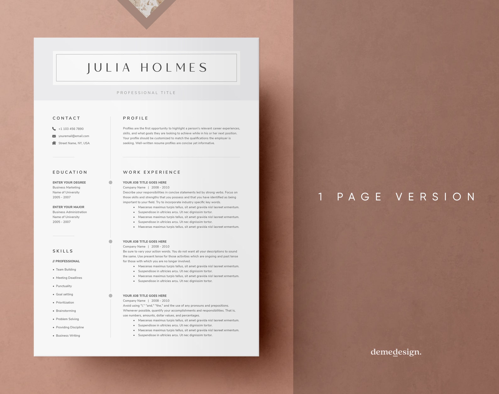 Resume Template Word CV Template Cover Letter References for MS Word ...
