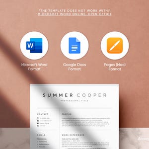 Modern Resume Template for Google Docs, Microsoft Word, Mac Pages | CV ...