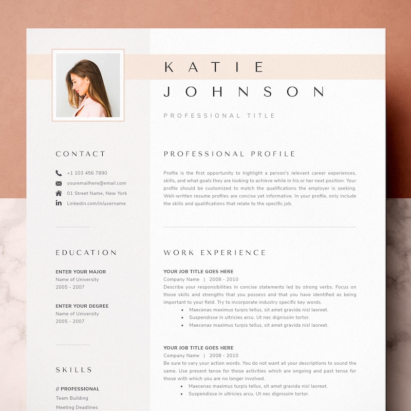 Cv Template - Etsy