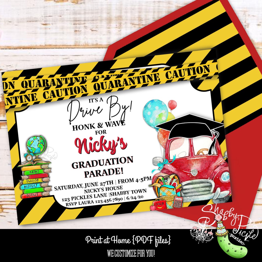 Quarantined Graduation Invitation-red-grad-graduate-quarantine - Etsy