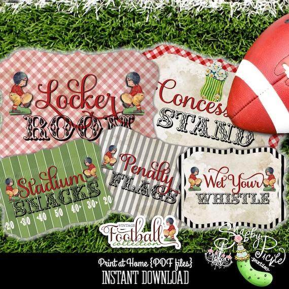 Vintage Football-Signs-Buffet Table Signs-Party Signs-Party Printables ...