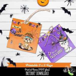 Halloween Tags-cat & Dog Halloween-printable-favor Tags-gift - Etsy