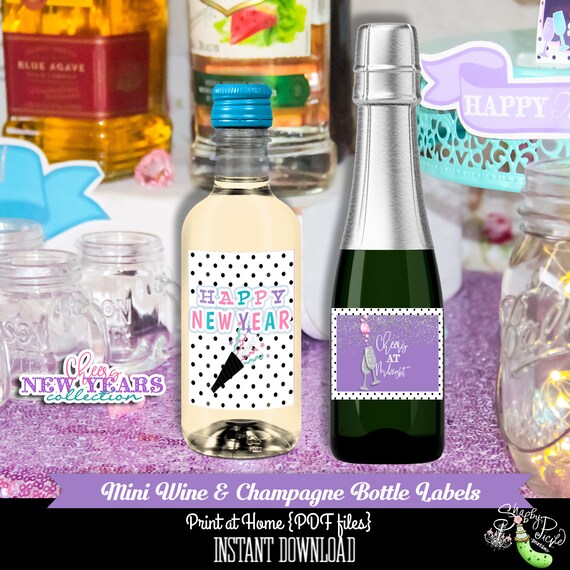 Cheers New Year's Mini Wine & Champagne Bottle Labels-Party Favor-New ...