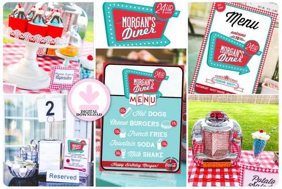 Retro Diner-We Customize with Your Name!-Retro-50's Diner-Party ...