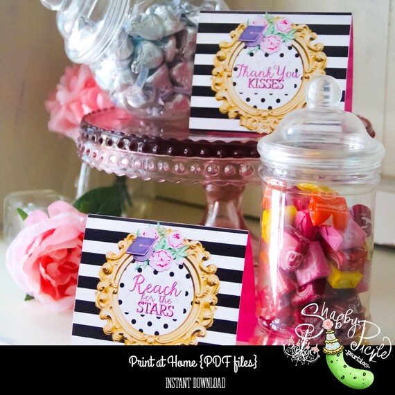 Kate Spade Inspired Graduation Candy Bar Station-Prefilled Tent Cards ...