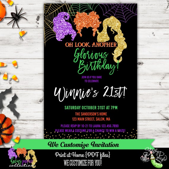 Hocus Pocus Halloween Party Invitation printable we Customize Etsy