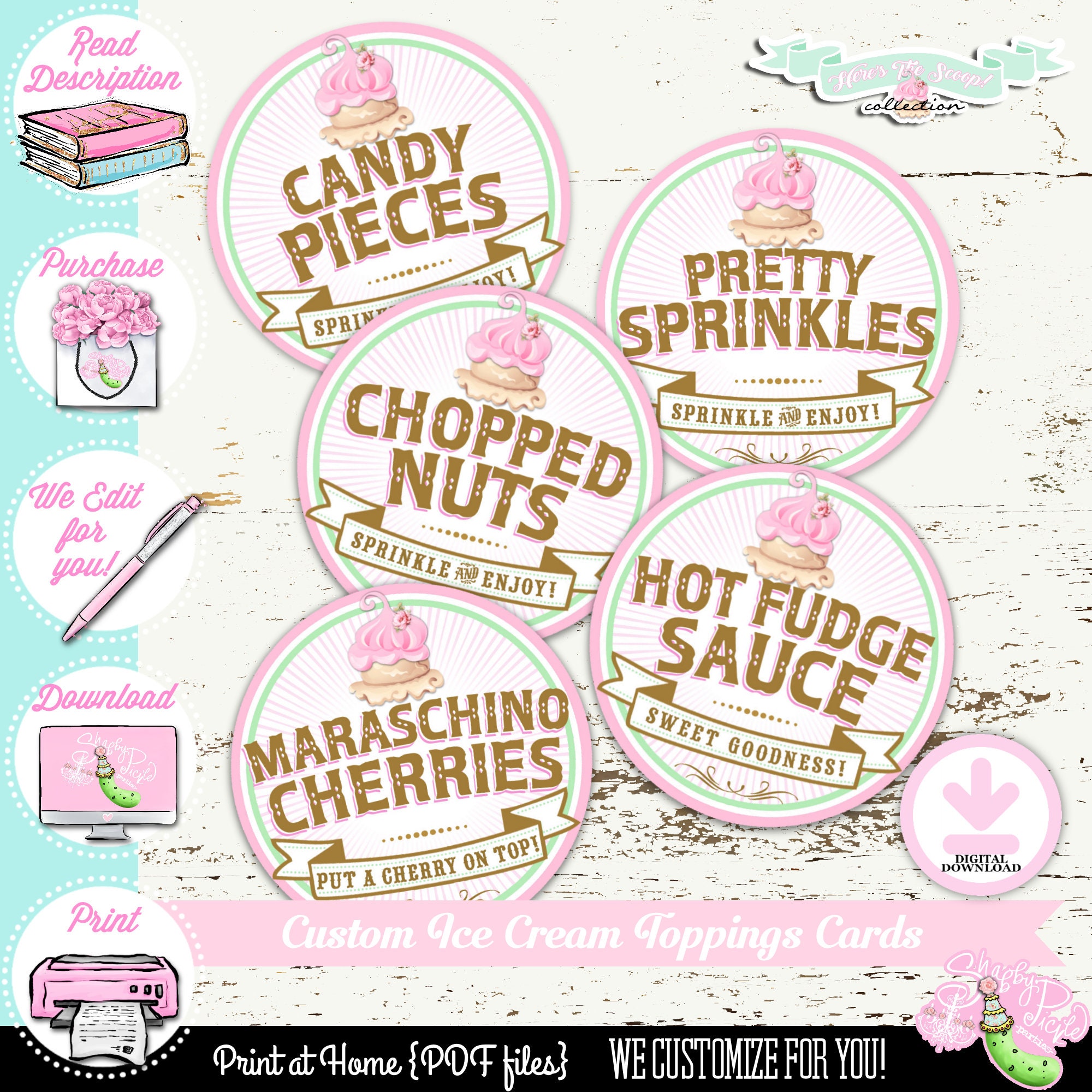 Heres the Scoop-birthday-full Party Printable-we Customize-ice - Etsy