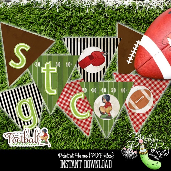 Vintage Football-Banner-Bunting-Party Printables-Flags-Superbowl Sunday ...