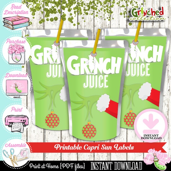 Grinched-Grinch Juice Capri Sun Labels and Wrappers-Printable ...