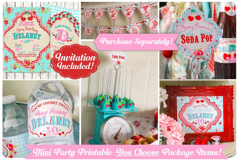 Cherry Sweet Birthday Tent Cards-menu Cards-custom or U - Etsy