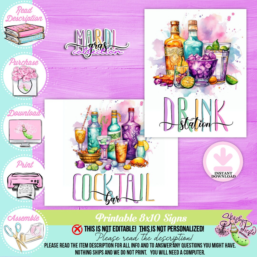 Mardi Gras-party Signs-champagne Bar Sign-wine Bar Sign-mardi Gras ...