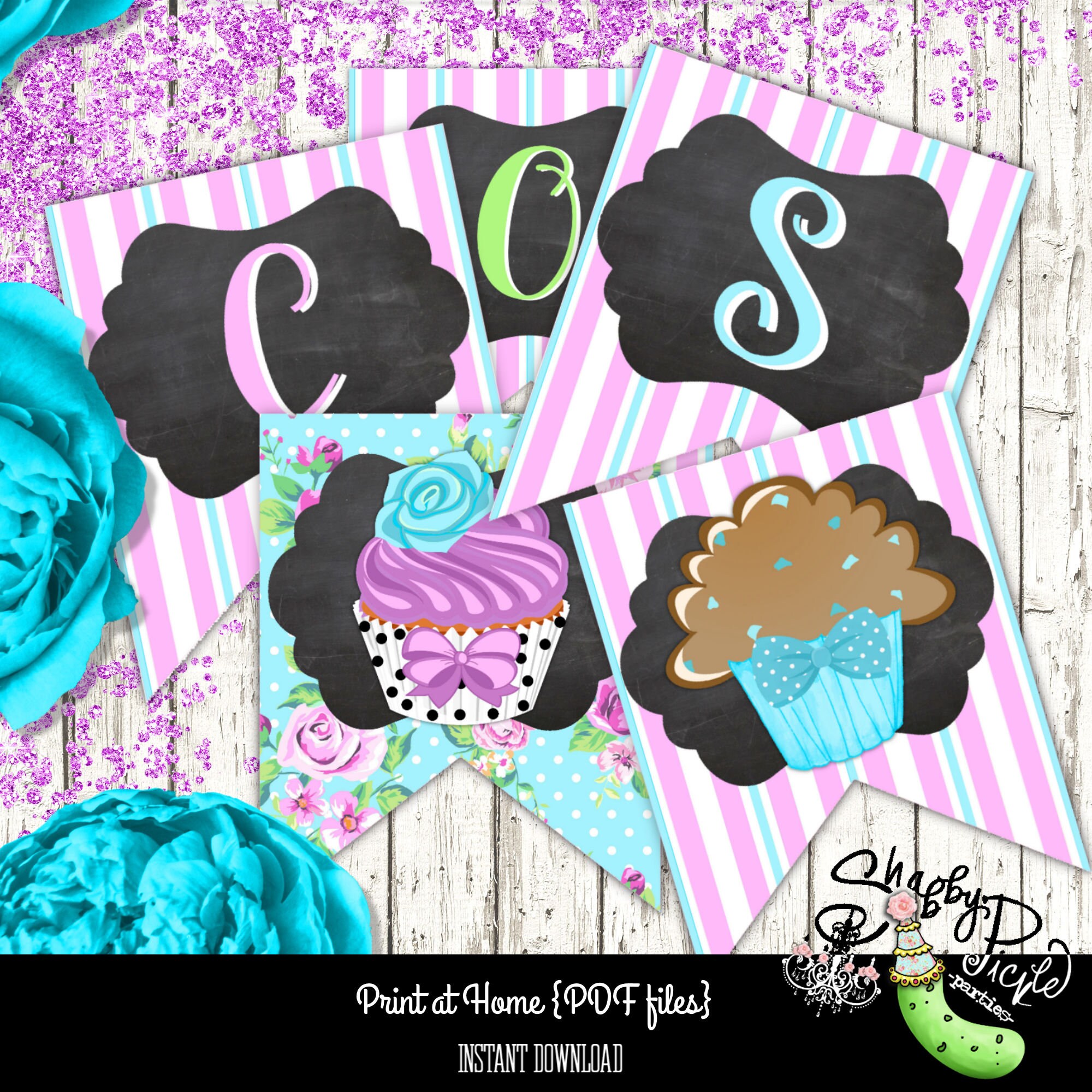Gender Reveal-Cupcake or Stud Muffin-Banner-Bunting-Purple and | Etsy