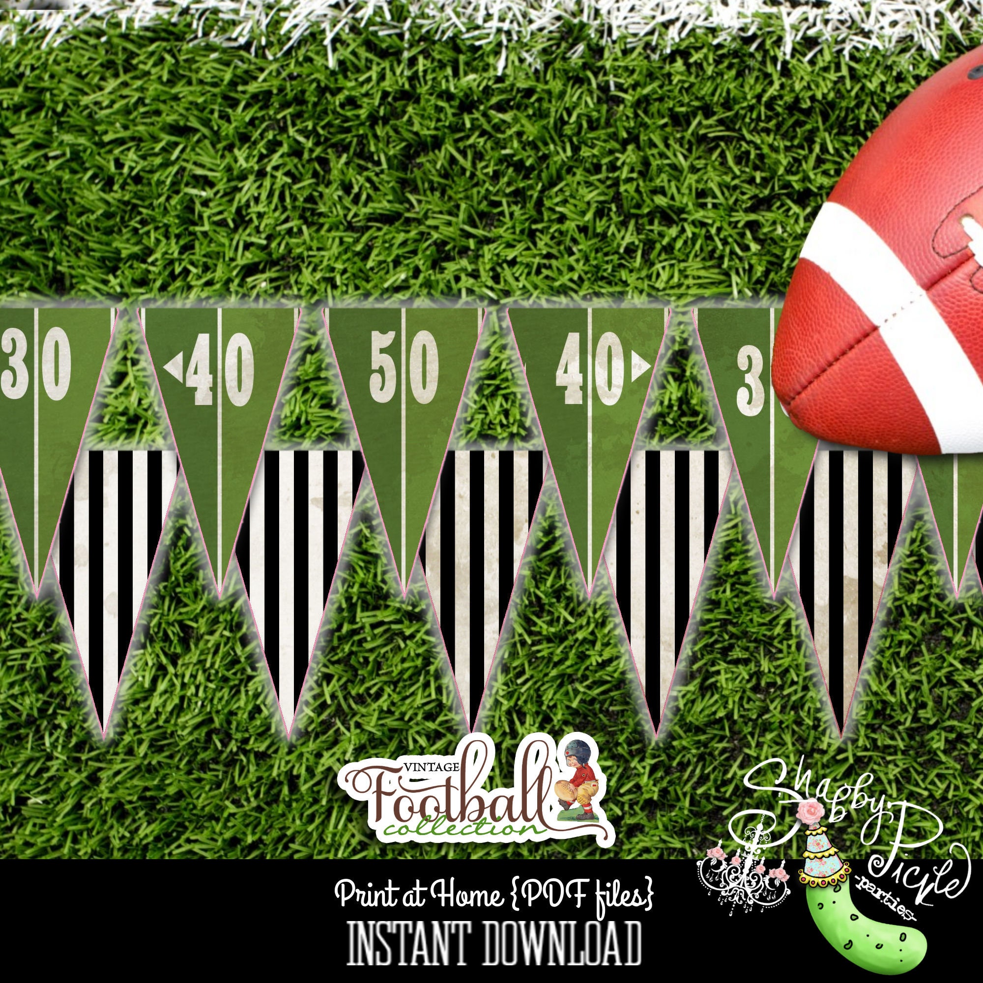 Vintage Football-mini Bunting Flags-party Printables-straw - Etsy