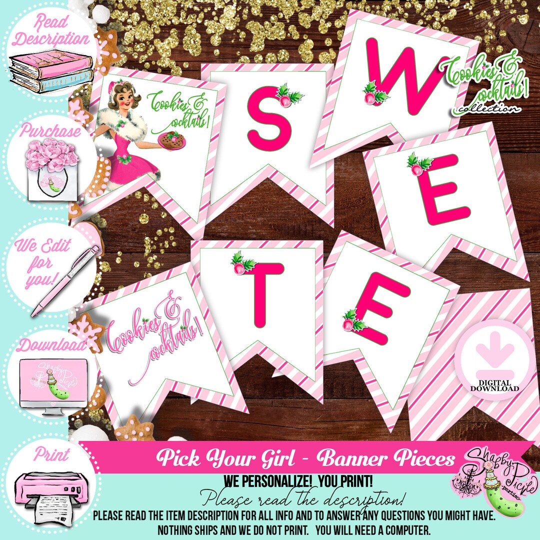 Cookies & Cocktails-party Banner-pick Hair Skin and Eye - Etsy