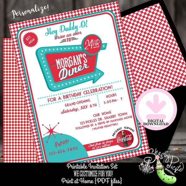 50s Party Invitation - Etsy