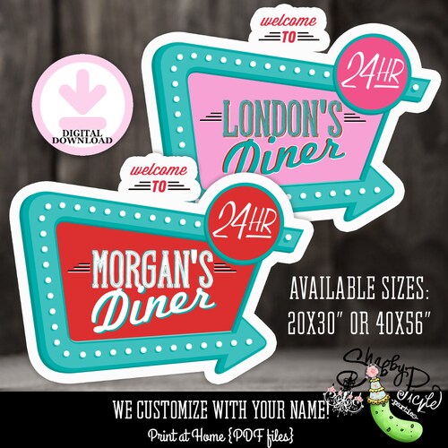 1950s Diner Party Sign 50s Birthday Party Poster Printable | Etsy