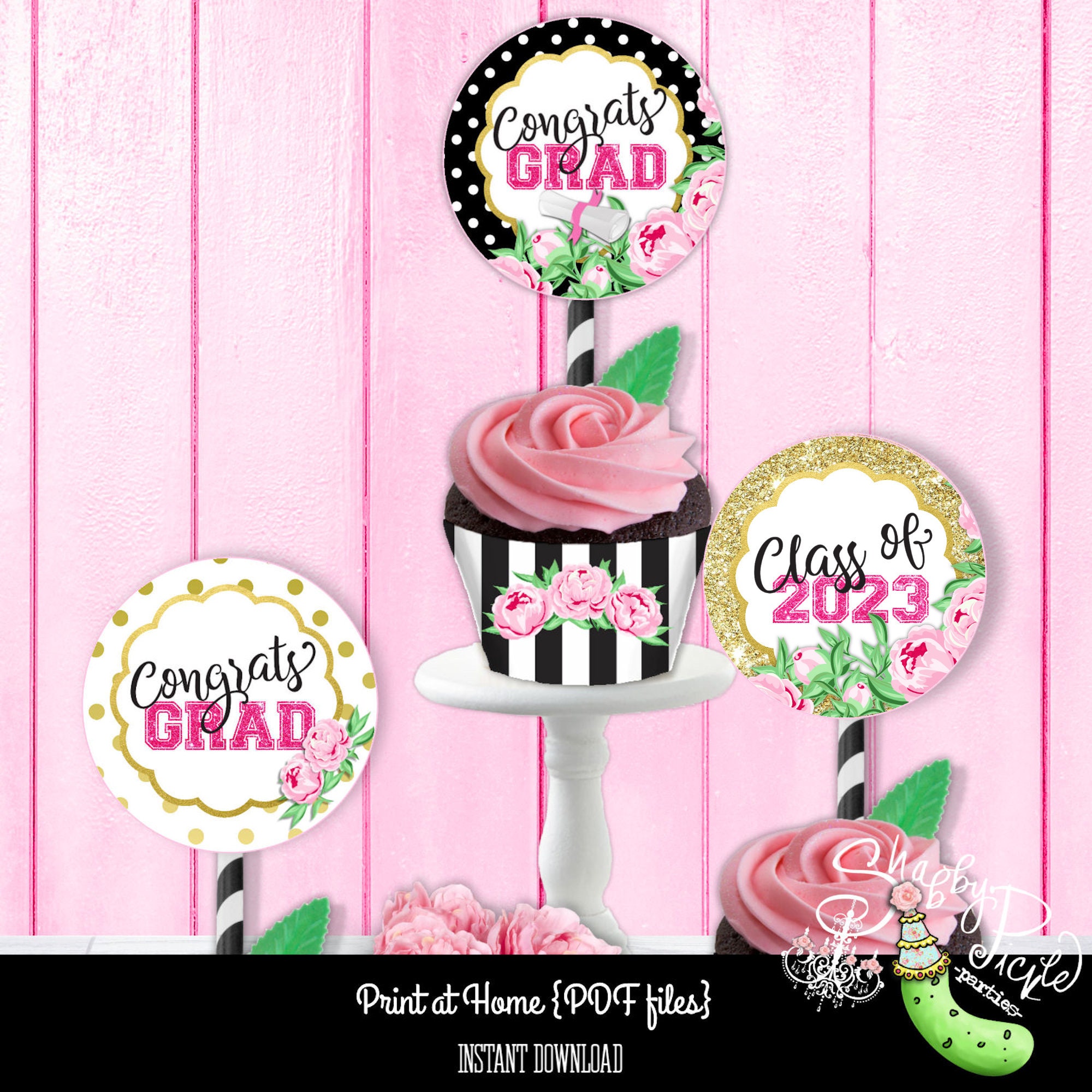 Kate Spade Inspired-cupcake Wrappers & Toppers-graduation - Etsy