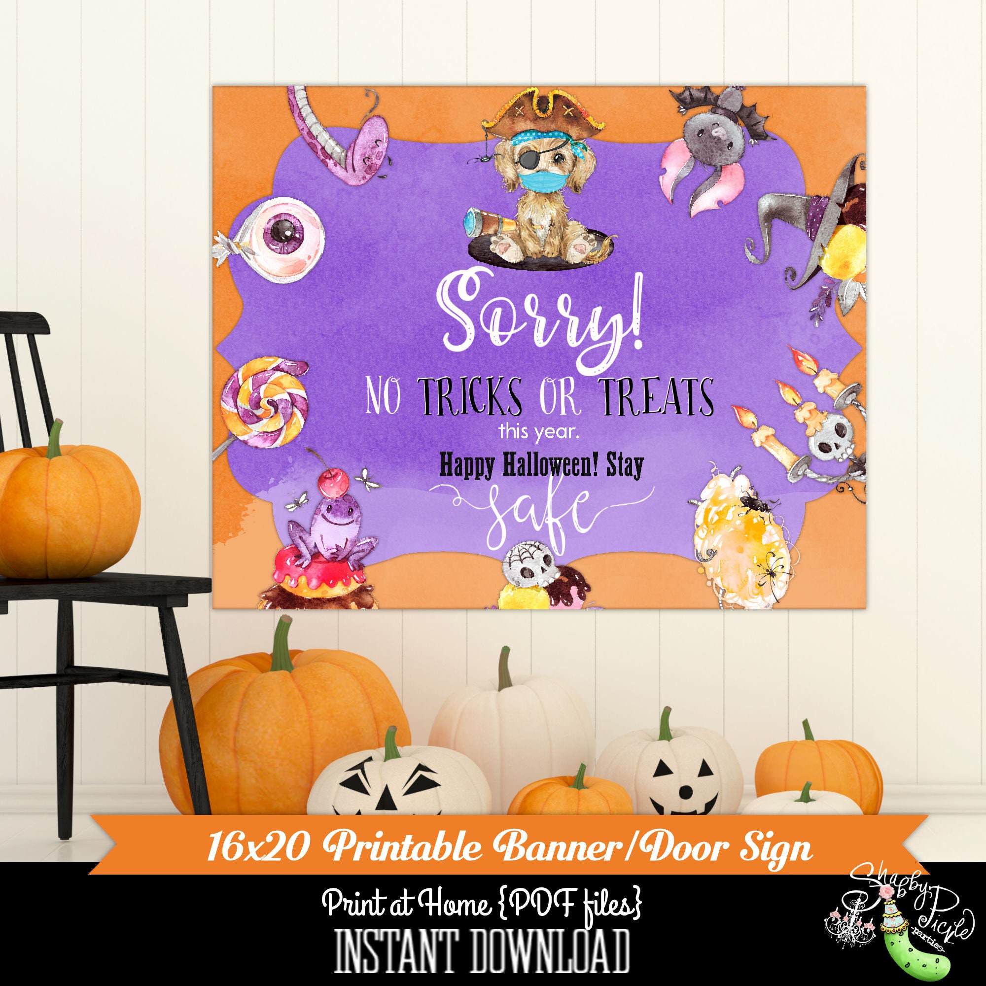 16x20 Halloween No Candy Sign-no Tricks or Treats-cat & - Etsy