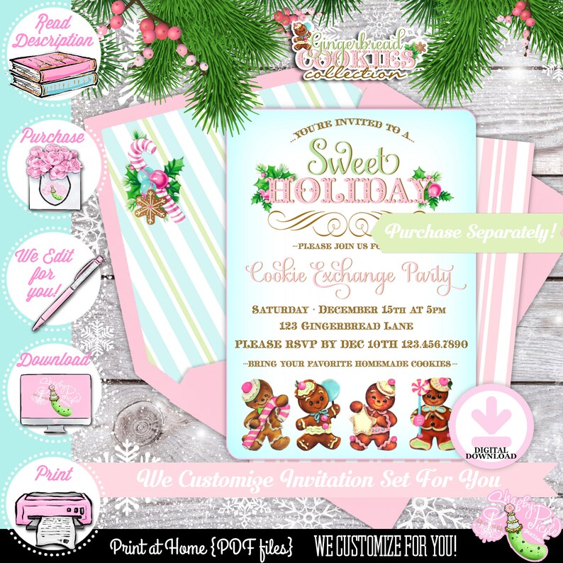 Gingerbread Cookies-recipe Cards-cookie Exchange-cookie - Etsy