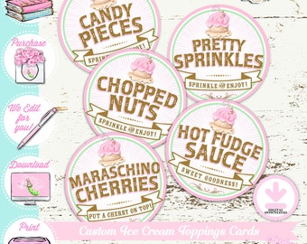 Ice Cream Bar Topping Labels Printable Download: Ice Cream - Etsy
