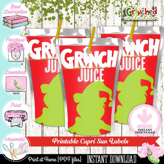 Grinched-Grinch Juice Capri Sun Labels 2-Printable-Uneditable-Christmas ...