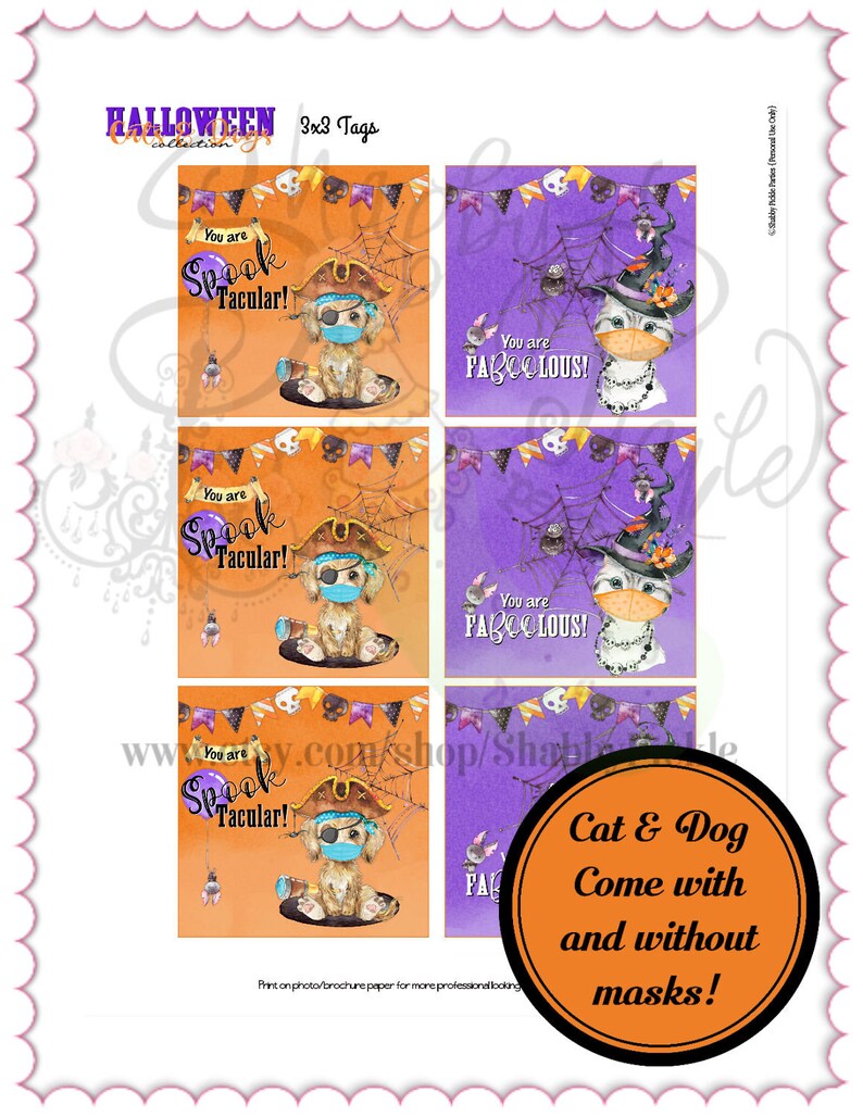 Halloween Tags-cat & Dog Halloween-printable-favor Tags-gift - Etsy