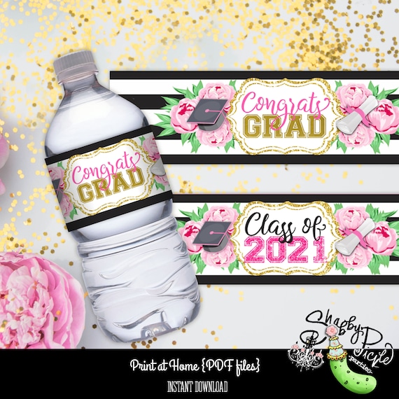 Kate Spade-Graduation Water Bottle Labels-Graduation Party-Class of ...