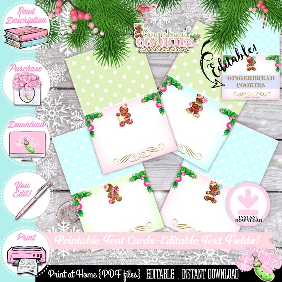 Gingerbread Cookies-Editable Tent Cards-Place or Buffet Cards-Cookie ...