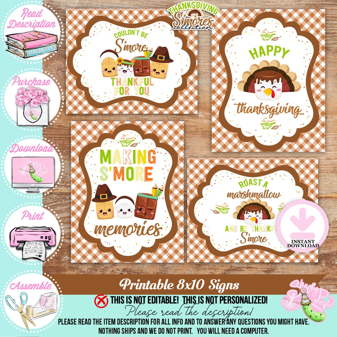Thanksgiving S'mores-8x10 Signs-4 Signs-s'mores Signs-buffet Signs ...