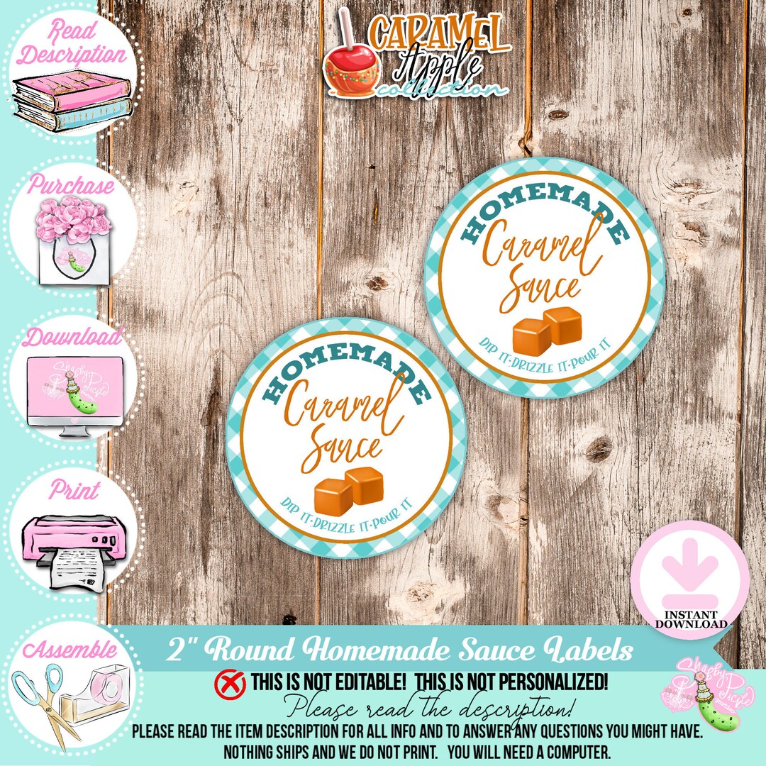 Caramel Apple-homemade Caramel Sauce Labels-caramel Apple Bar-toffee ...