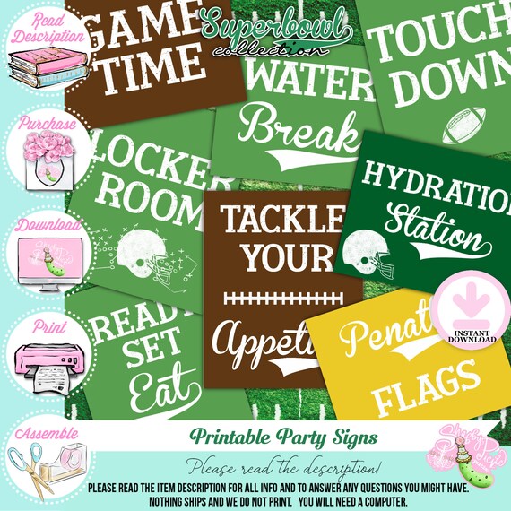 Super Bowl-8 Signs-8x10-Party Signs-Game Day Signs-Football-Superbowl ...