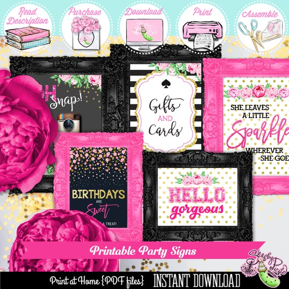 Kate Spade Birthday-Party Signs-Birthday Party-Birthday Posters-8x10 ...