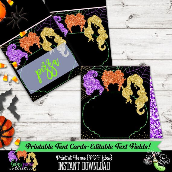 Hocus Pocus Halloween Editable Buffet Cards-Printable-Tent Cards-Place ...