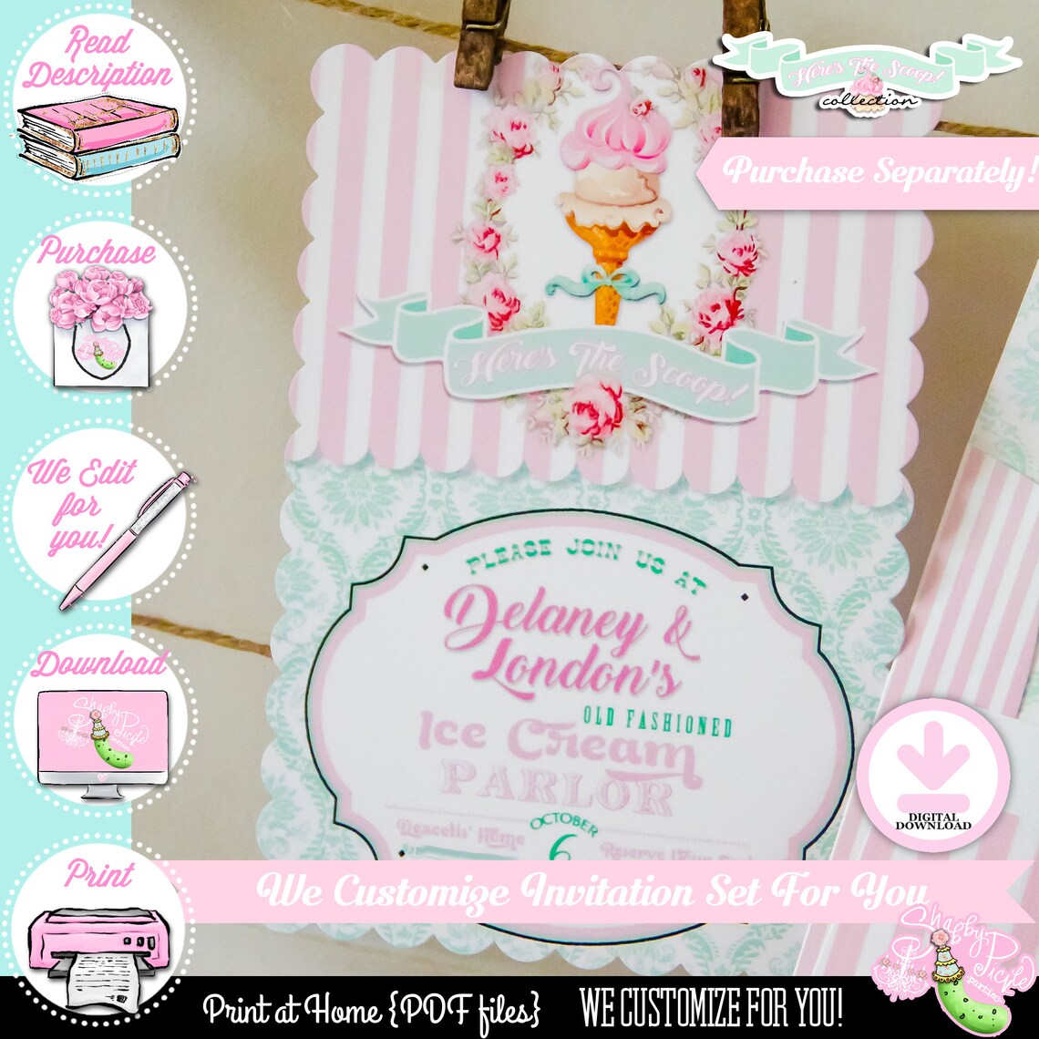 Heres the Scoop-birthday-banner Pieces-ice Cream Shop-ice | Etsy
