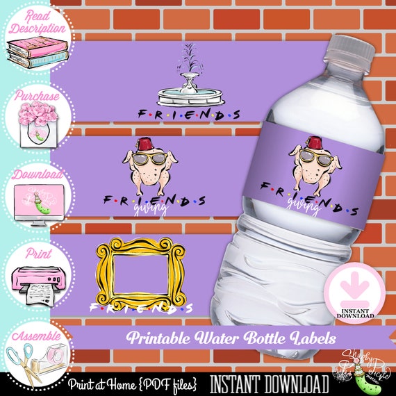 Friendsgiving-Water Bottle Labels-Printable-Friends Giving-Waterbottle ...
