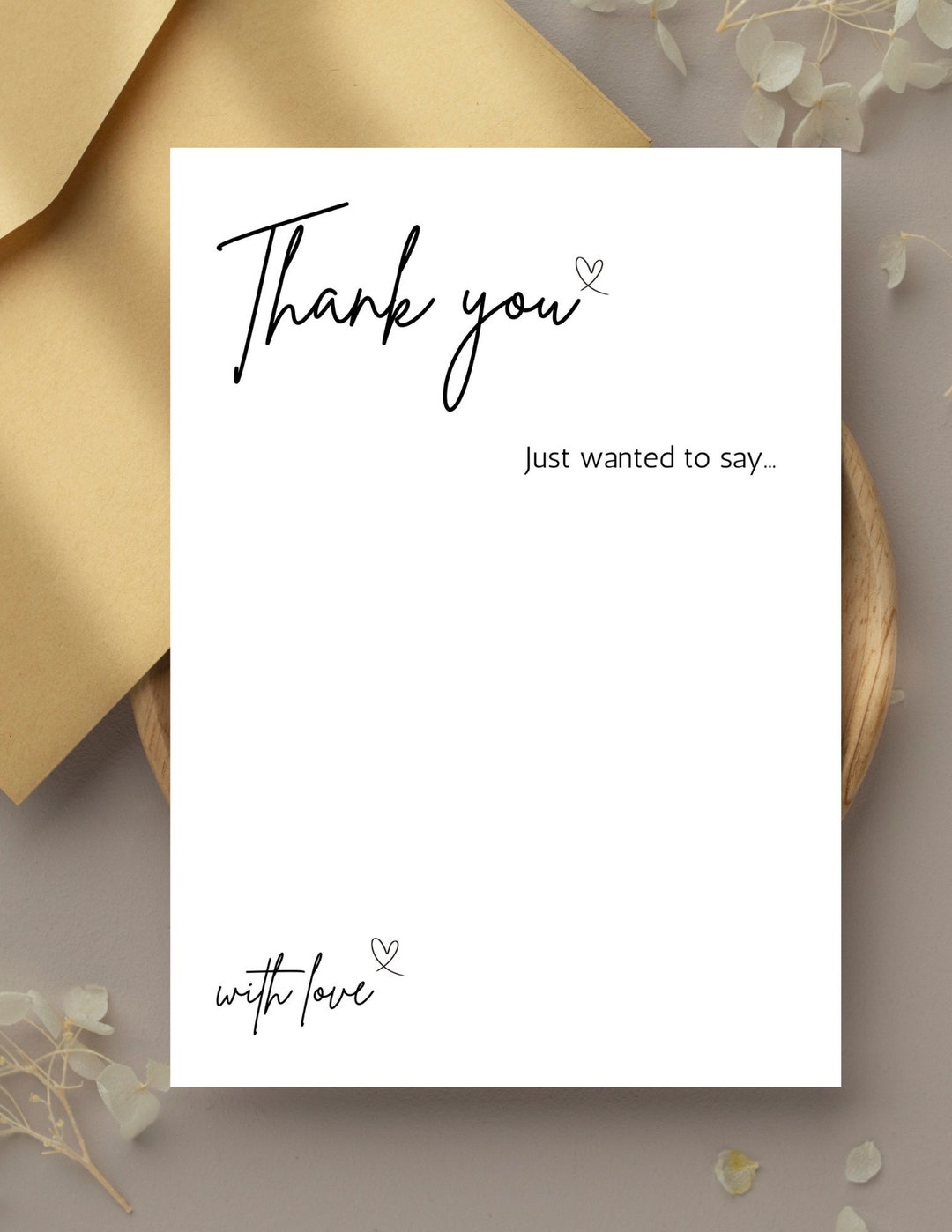 Printable Thank You Card | Modern Elegant Design | Digital Download ...