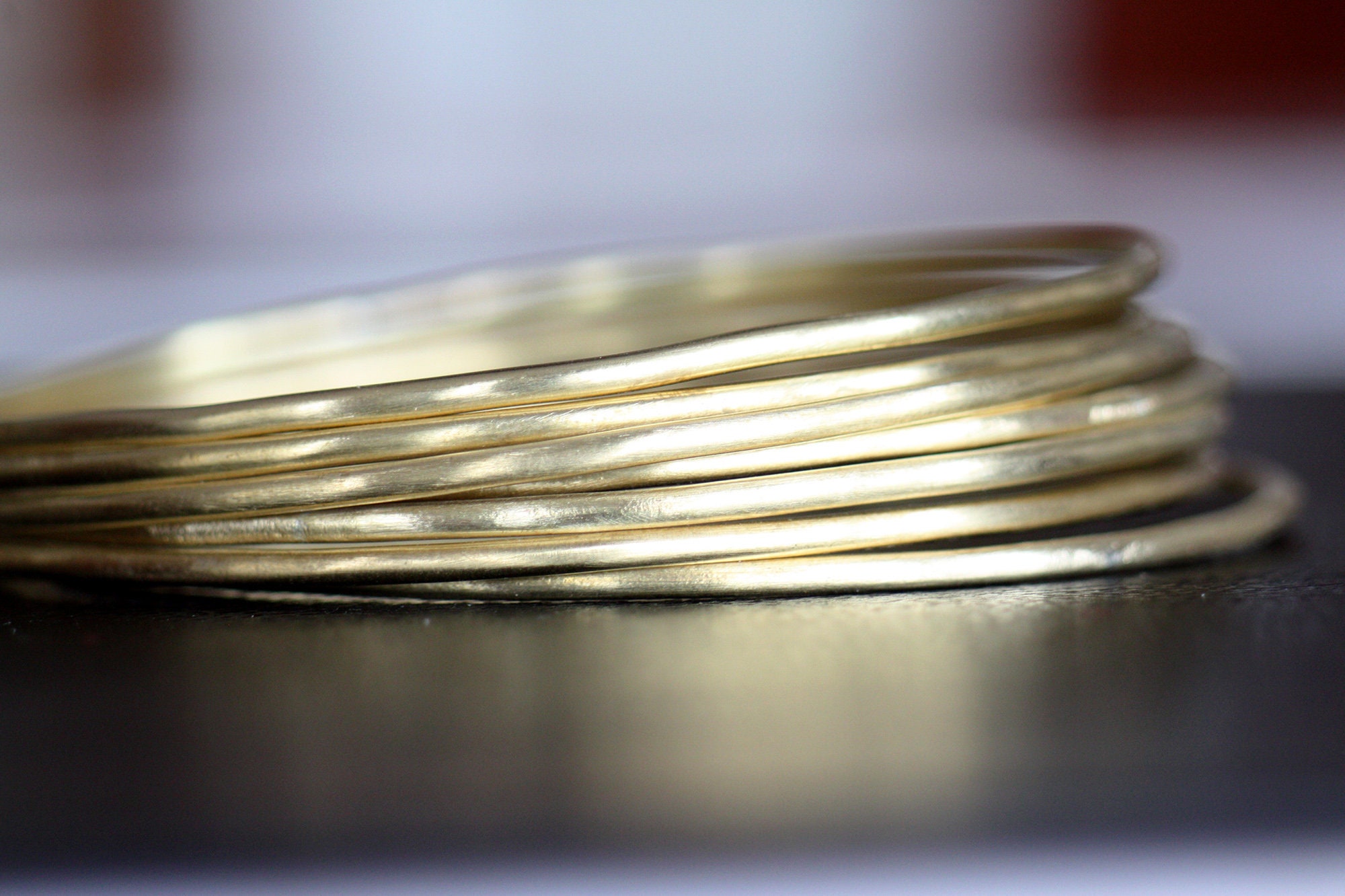 Set of 7 Brass Bangles: Handmade Stacking Bracelets - Etsy